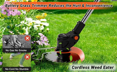 Cordless Weed Wacker Electric Weed Trimmer Battery Powered With 2x 21v 40ah