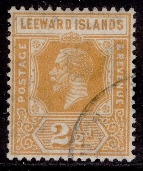 Leeward Islands Gv Sg66 2½d Orange Yellow Fine Used Cat £75