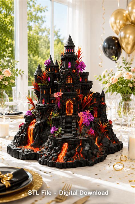 Volcanic Fantasy Fortress Stl File For 3d Print 3d Model By