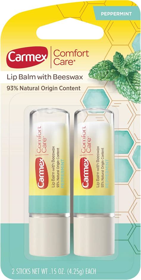 Carmex Comfort Care Lip Balm Stick With Beeswax Peppermint Lip Balm