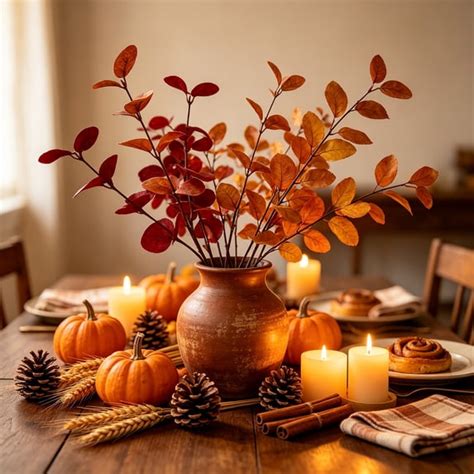 Simulated Fall Leaves Artificial Plant Cuttings Plastic Faux Branches