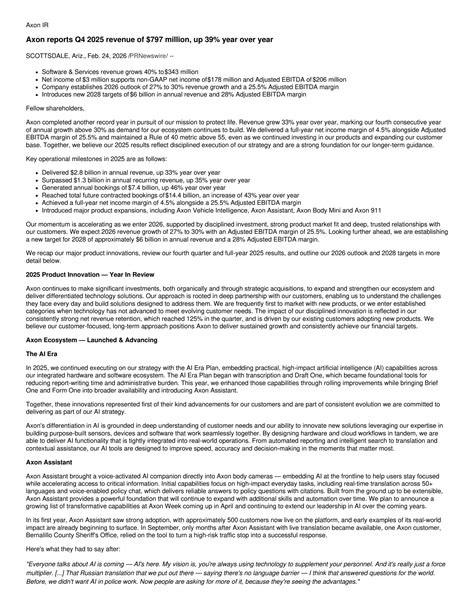 Axon Enterprise Axon Q4 2025 Earnings Results And Call Transcript
