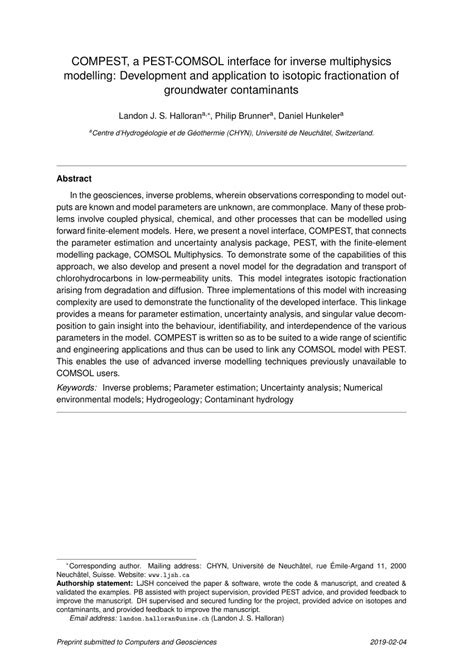 pdf compest a pest comsol interface for inverse multiphysics