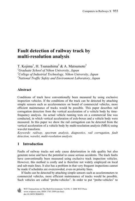 Pdf Fault Detection Of Railway Track By Multi Resolution Analysis