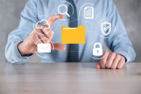 Premium Photo Document Management System Dms Businessman Hold Folder And Document Icon