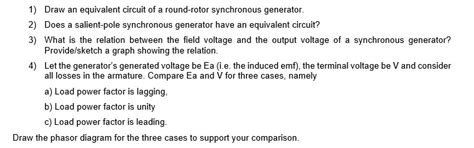 solved draw an equivalent circuit of a round rotor synchronous