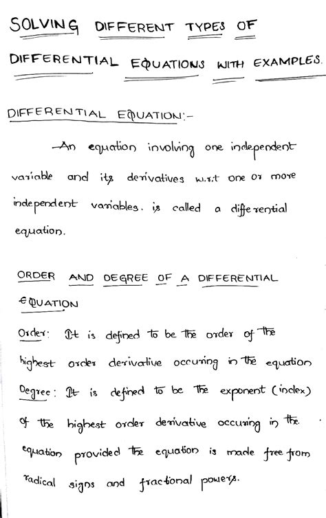 solution solving different types of differential equations with