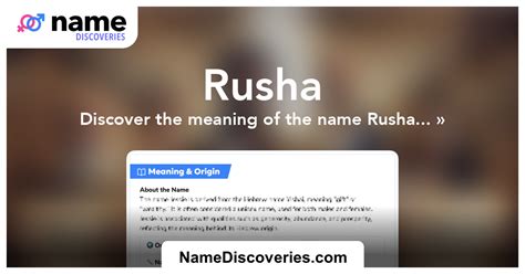 Rusha Name Meaning And Origin
