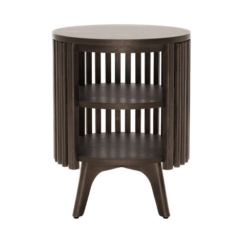 George Oliver Klever End Table With Storage Round Modern Mid Century