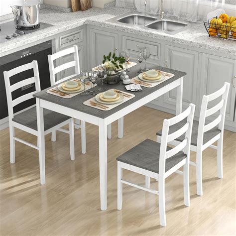 Huahuu Dining Table Set For 4 Extendable Kitchen Table