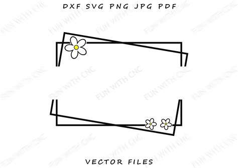 Rectangle And Double Rectangle Digital Frame With Daisy Flowers Instant Download Frames