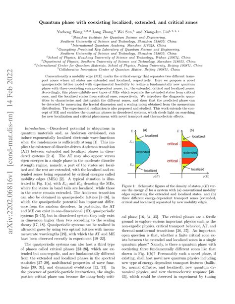 Pdf Quantum Phase With Coexisting Localized Extended And Critical Zones