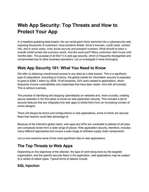 Web App Security Top Threats And How To Protect Your Apppdf