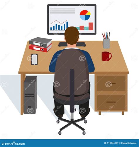 Male Businessman In Office Behind Computer Stock Vector Illustration Of Office Male 119644147
