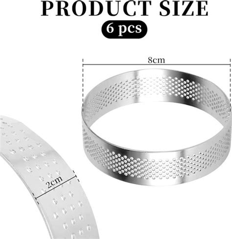 6 Stuks Taartring Ø 8 Cm Geperforeerd Roestvrij Staal Bol