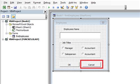 closing unloading and hiding a custom form or userform in excel vba