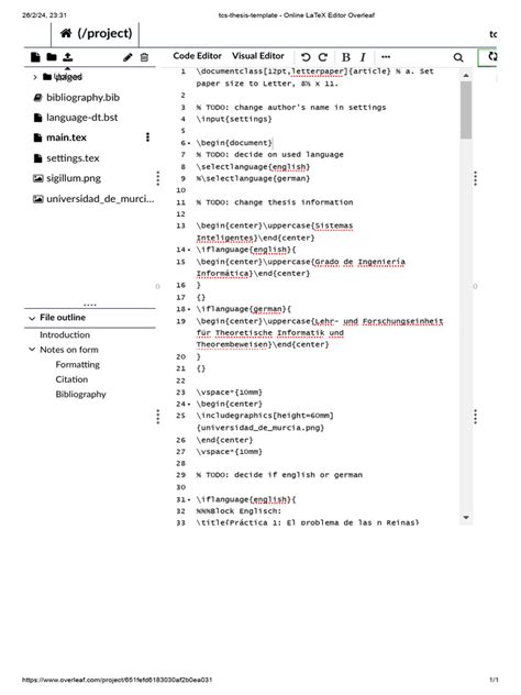 Tcs Thesis Template Online Latex Editor Overleaf Pdf Digital