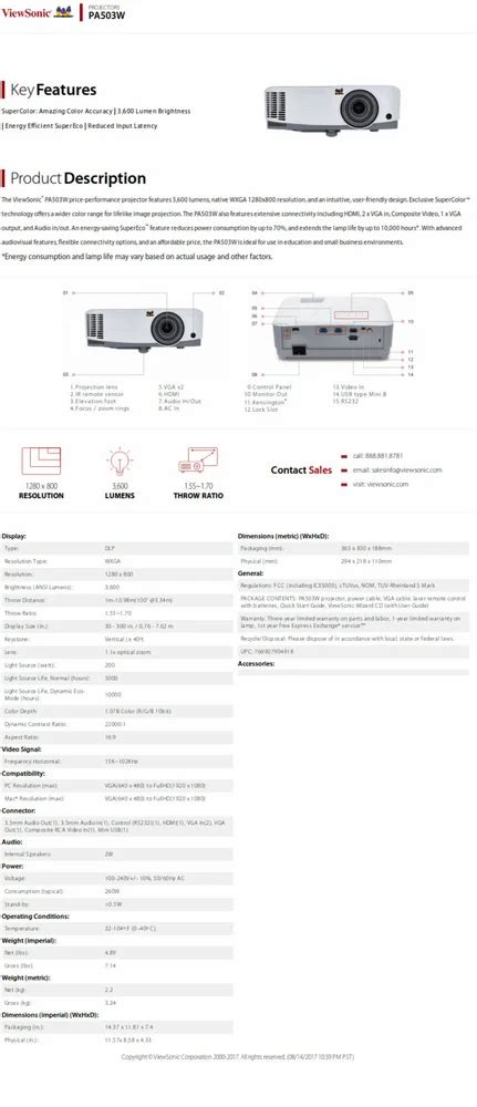 Pa503w View Sonic Projector Brightness 3500 Ansi Lumens At ₹ 44800piece In Pune