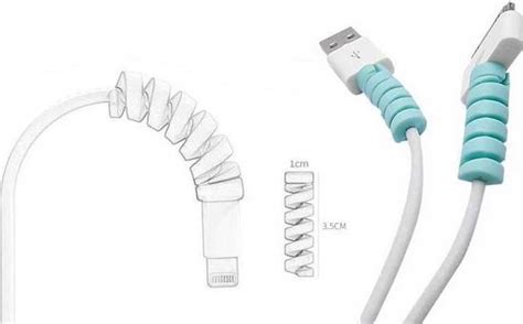 Kabelbeschermer Voor Oplader Spiraal Flexibel 6 Stuks Bol