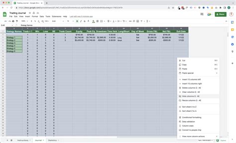 Free Trading Journal Excel Google Sheets Download