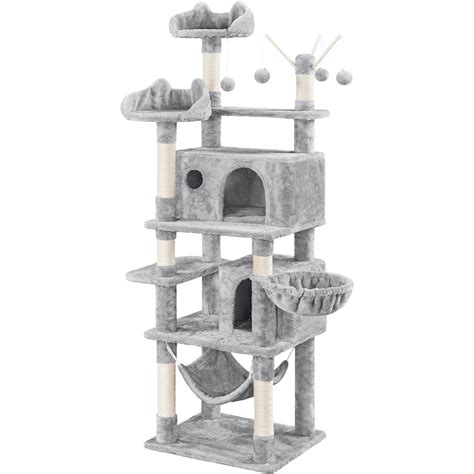 Yaheetech 67 H Multi Level Cat Tree Tower With 2 Cat Condos And Hammock