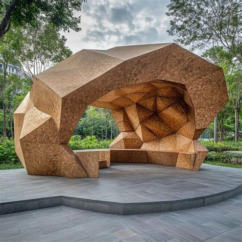 Geometric Cork Pavilion For Sustainable Outdoor Architecture