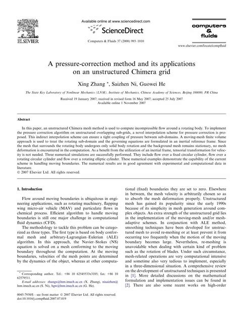 PDF A Pressure Correction Method And Its Applications On An Expert Imech Ac Cn Hgw Files
