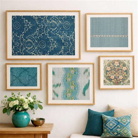 Patina Blue And Teal Vintage Living Room Gallery Wall Set Of 5 Prints
