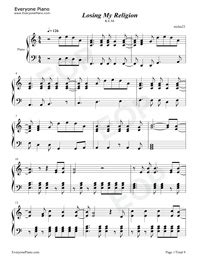 Losing My Religion Rem Free Piano Sheet Music And Piano Chords