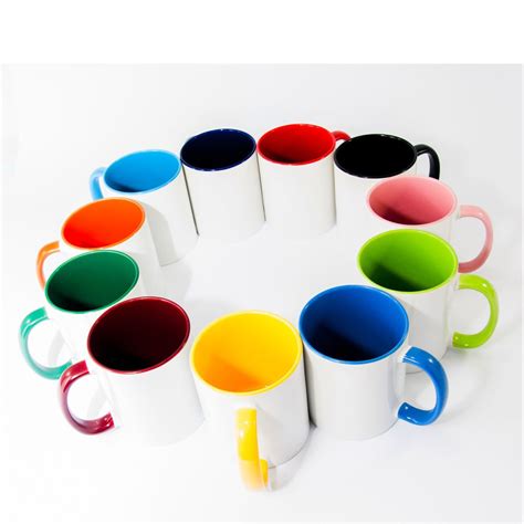 Caneca Porcelana Sublimação Interior Alça Colorida Shopee Brasil