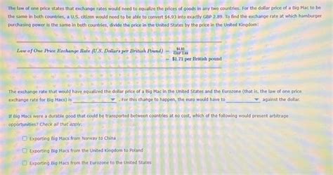 Solved Using Data From The Economist S Big Mac Index For Chegg Com