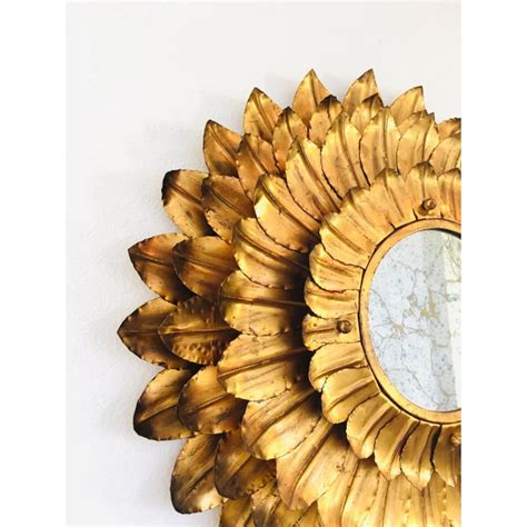 Vintage Hollywood Regency Gold 4 Tier Sunburst Gilt Metal Backlit Wall