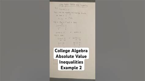 College Algebra Absolute Value Inequalities Example 2 Collegealgebra