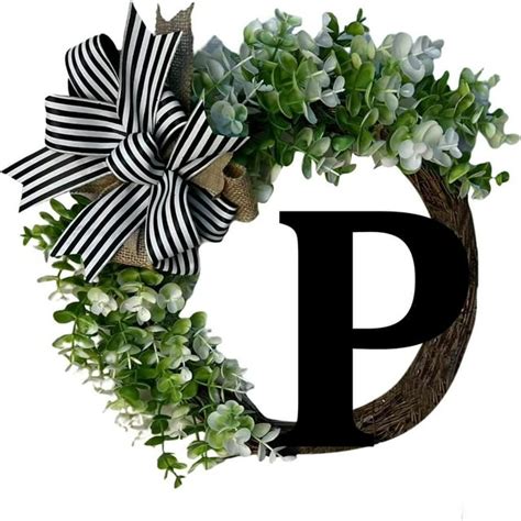 Deuuzhenqi Unique Last Name Year Round Front Door Wreath26 Fashion A Z Letter Farmhouse Spring