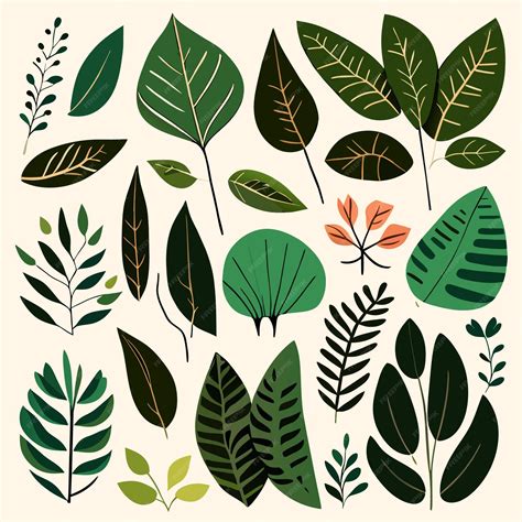 Premium Vector Flat Rainforest Leaf Shapes Handdrawn Vector Art Set