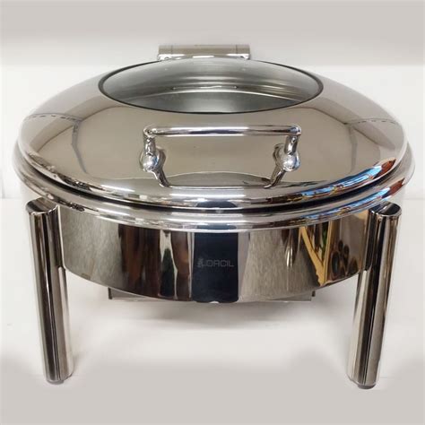 Rechaud Chafing Dish Redondo Com Visor 6 L Mblue Festas
