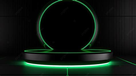 검은색과 녹색 원 디자인의 세련되고 세련된 미래형 연단 3d 렌더링 세우다 3d 벽지 배경 일러스트 및 사진 무료 다운로드 Pngtree