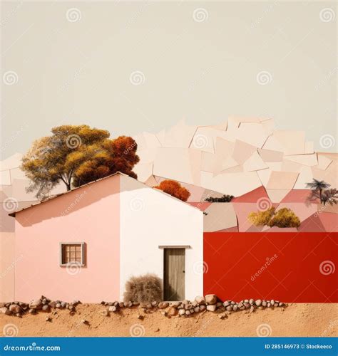 Minimalistic Paper Collage Parametric Architecture Of Rural Vernacular Houses In Jalisco