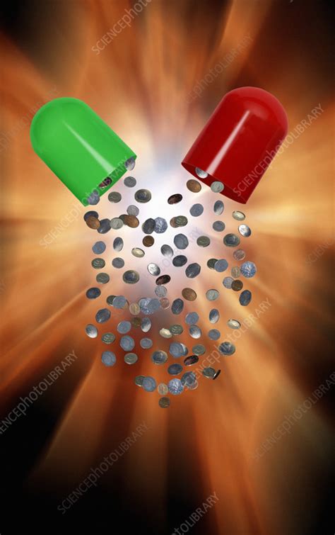 Money Spilling Out From A Pill Conceptual Illustration Stock Image F036 3243 Science