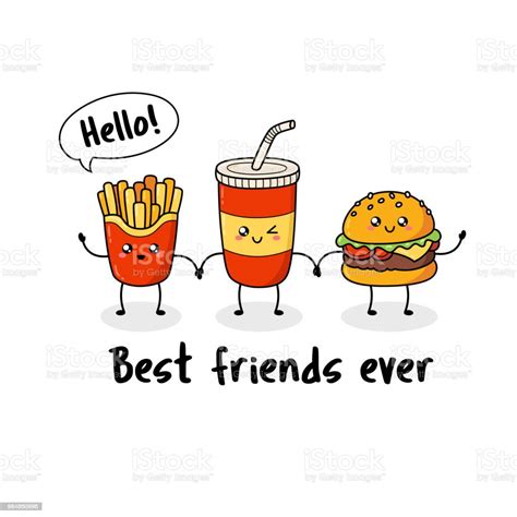 벡터 패스트 푸드 특별 제공 합니다 만화 낙서 만화 아이콘 정크 푸드의 세트 프렌치 프라이에 대한 스톡 벡터 아트 및 기타