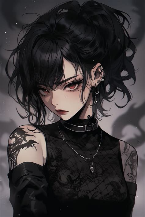 Anime Goth Hair Anime Goth Woman Goth Female Anime Characters Ai Art