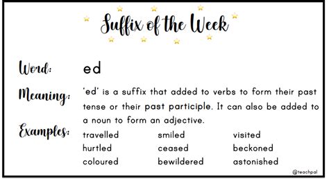 Prefix Sub And Suffix Ed Of The Week Year 5