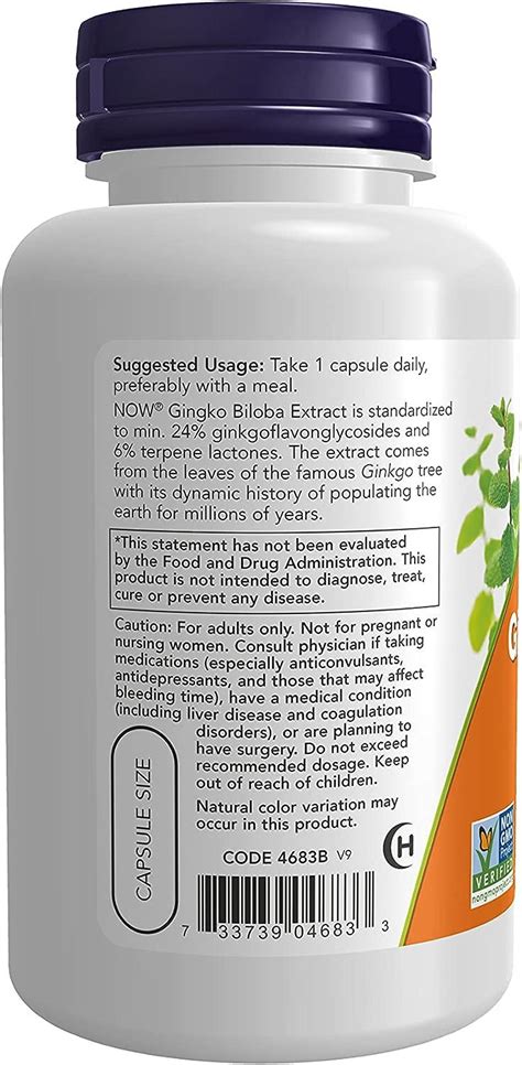 Nown Ginkgo Biloba 120mg Double Strength Non Gmo 100 Veg Capsules Buy