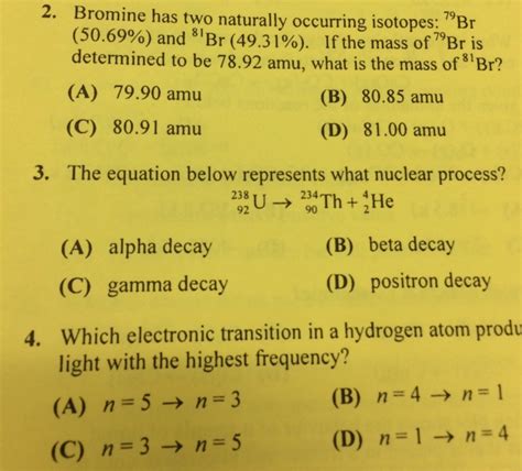 Solved 2 Bromine Has Two Naturally Occurring Isotopes Br