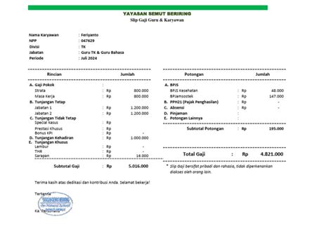 Slip Gaji Jul24 Feriyanto Output Output Output Pdf