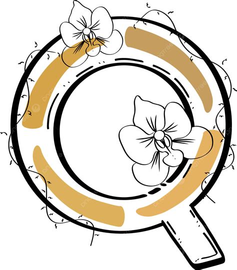 미적 꽃 알파벳 라인 아트 꽃 미적인 라인 아트 Png 일러스트 및 Psd 이미지 무료 다운로드 Pngtree