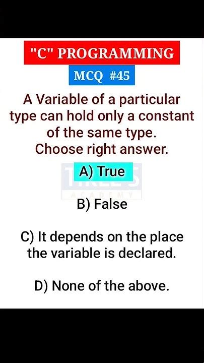 c programming mcq 45 shorts tiklesacademy youtube