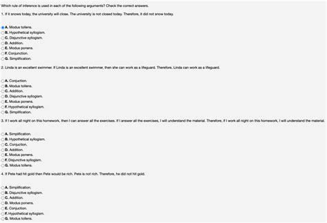 Solved Which Rule Of Inference Is Used In Each Of The Chegg Com