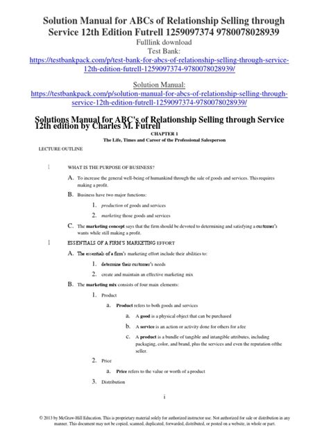 Abcs Of Relationship Selling Through Service 12th Edition Futrell