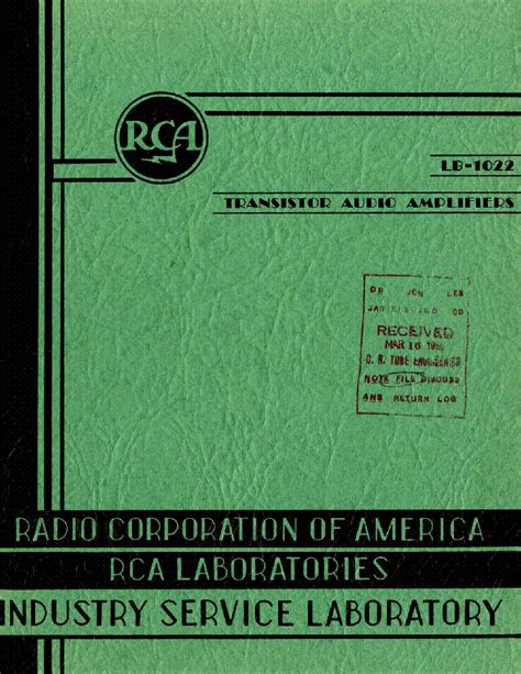Rca Lb 1022 Transistor Audio Amplifiers 1956 Service Manual Download